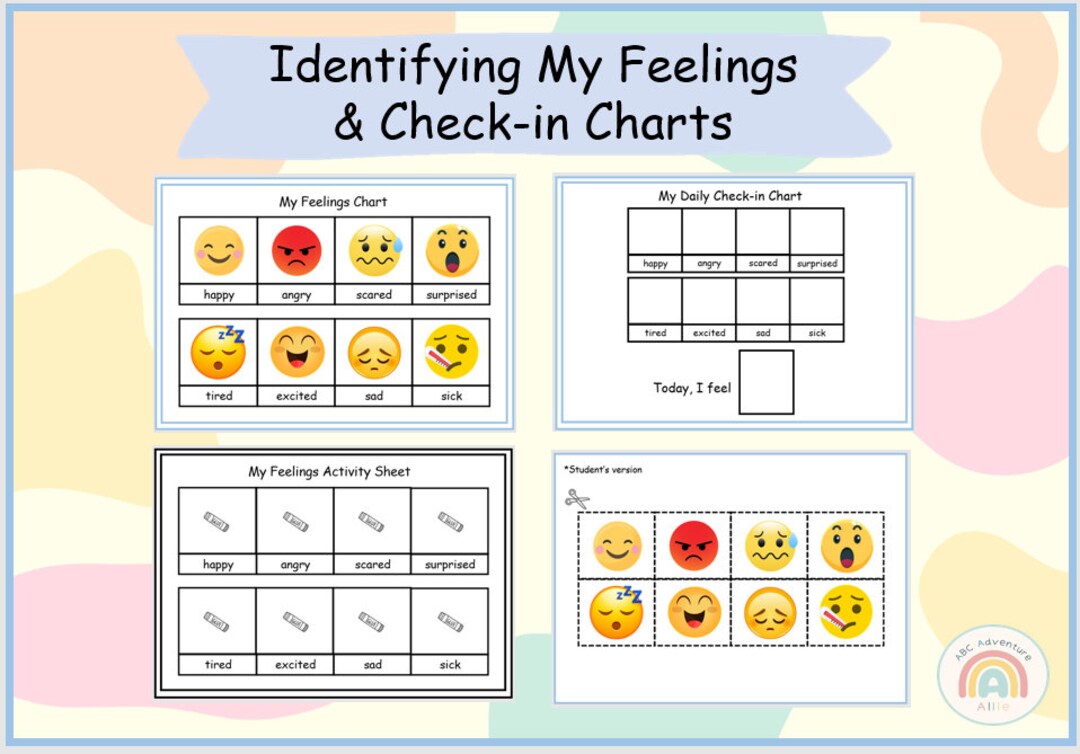 Identifying Feelings/emotions, Feelings Chart, Daily Check-in Chart - Etsy
