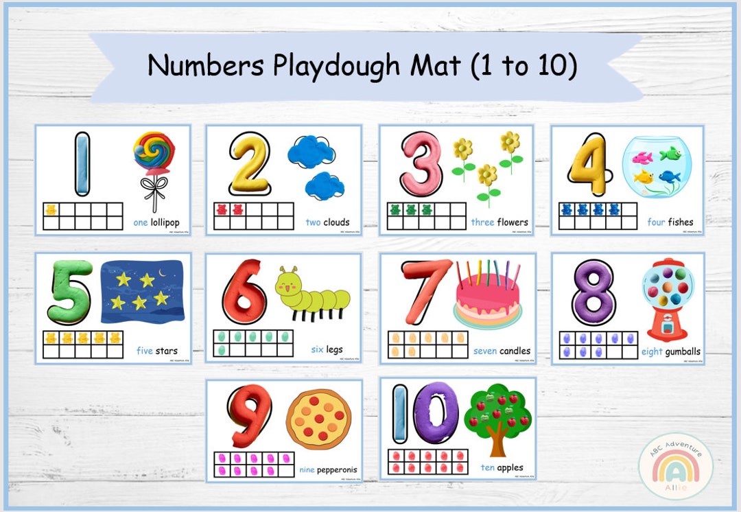 Numbers Playdough Mat 1 to 10 - Etsy