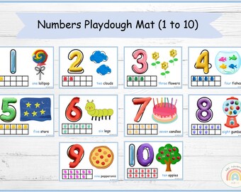 Playdough Mat Numbers 1 to 10 - Etsy