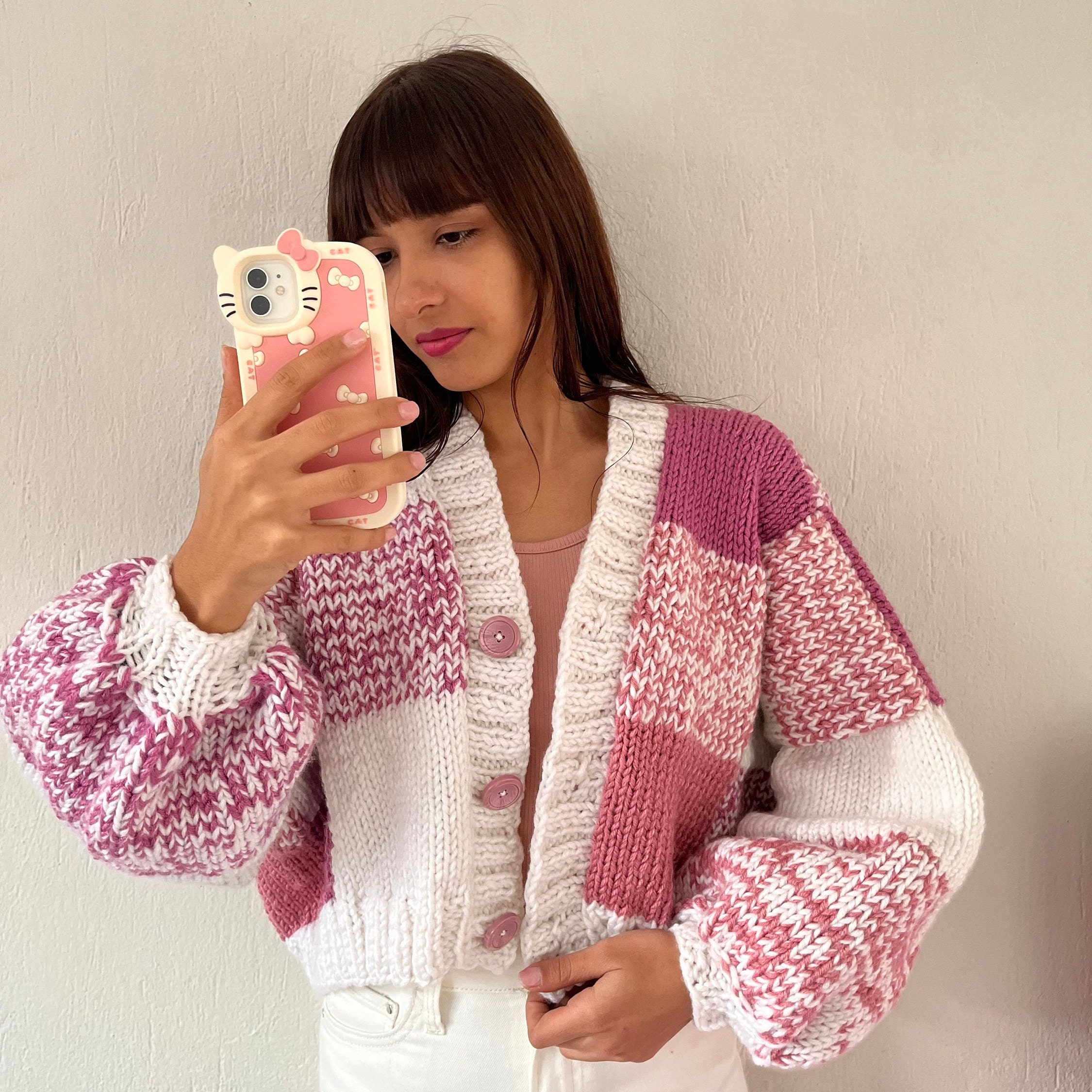 Patchwork Knit Cardigan - Etsy