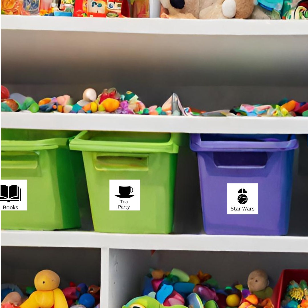 Toy Bin Labels 2inx2in Instant Download Customizable Filled Style Icons ...