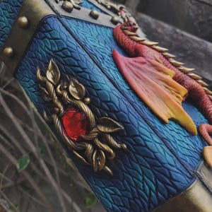 Handmade Dragon Book Box, Faux Leather Medieval Decor - Etsy