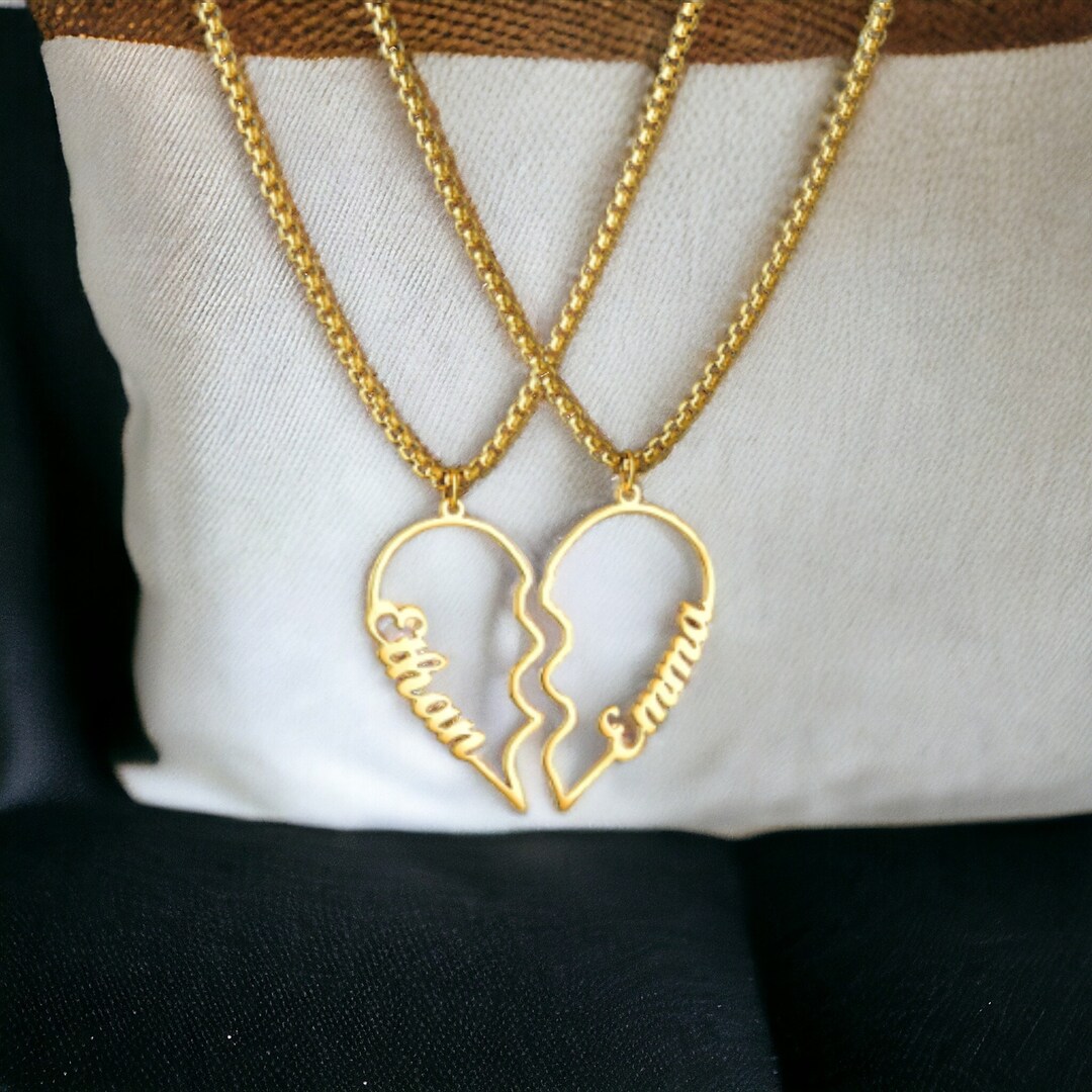Heart Couples Name Necklace, Personalized Boyfriend Girlfriend ...