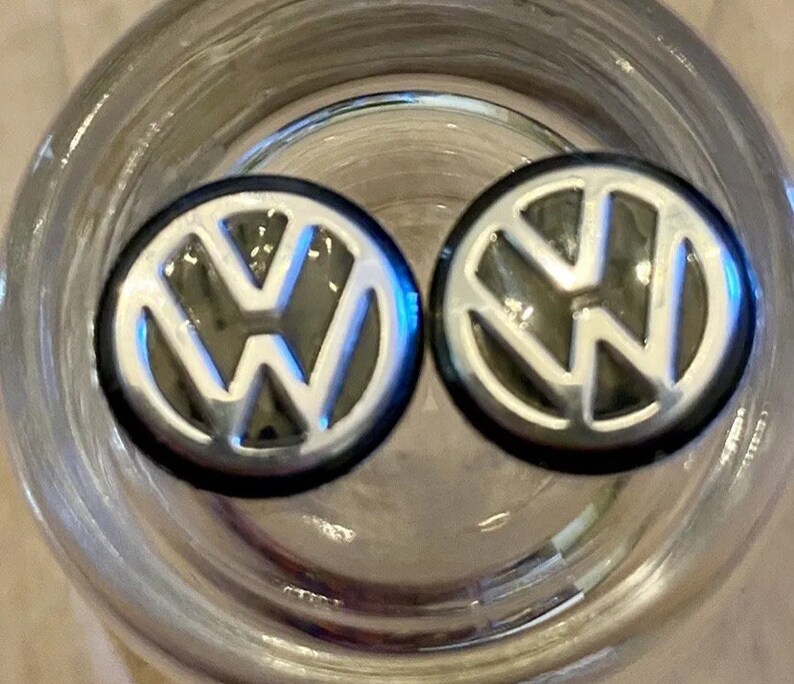 2x Volkswagen VW 14mm Black Blue Metal USA Seller Logo Sticker Badges ...