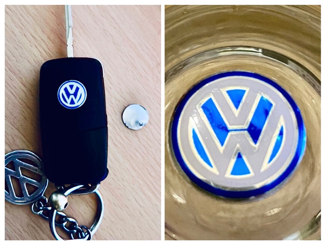 2x Volkswagen VW 14mm Black Blue Metal USA Seller Logo Sticker Badges ...