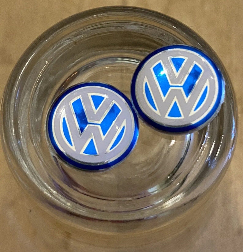 2x Volkswagen VW 14mm Black Blue Metal USA Seller Logo Sticker Badges ...