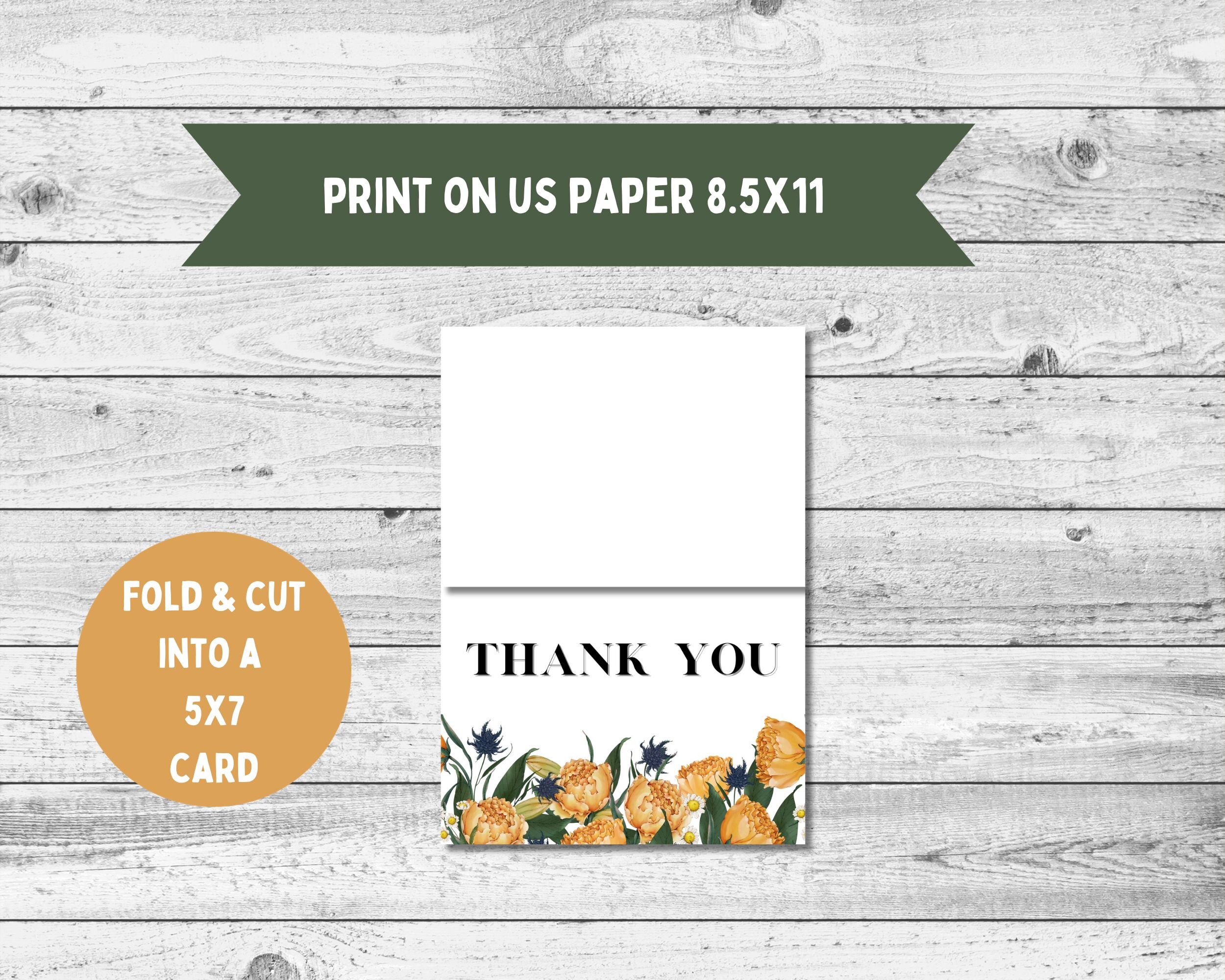 Thank You Printable Card, Instant Download PDF, Thank You Card, DIY ...