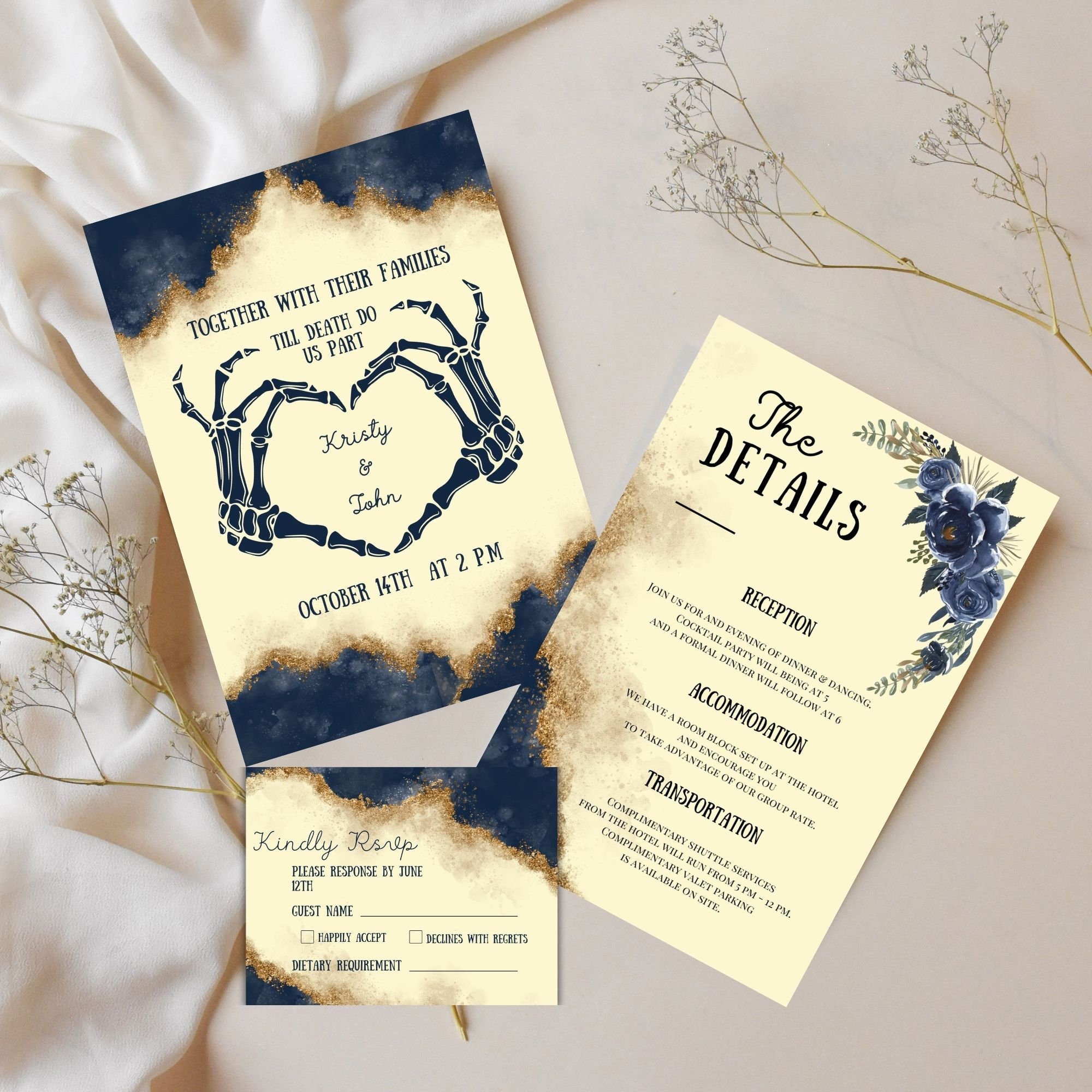 Wedding Invitation Gothic Wedding Invite Suite Modern Invite Simple ...