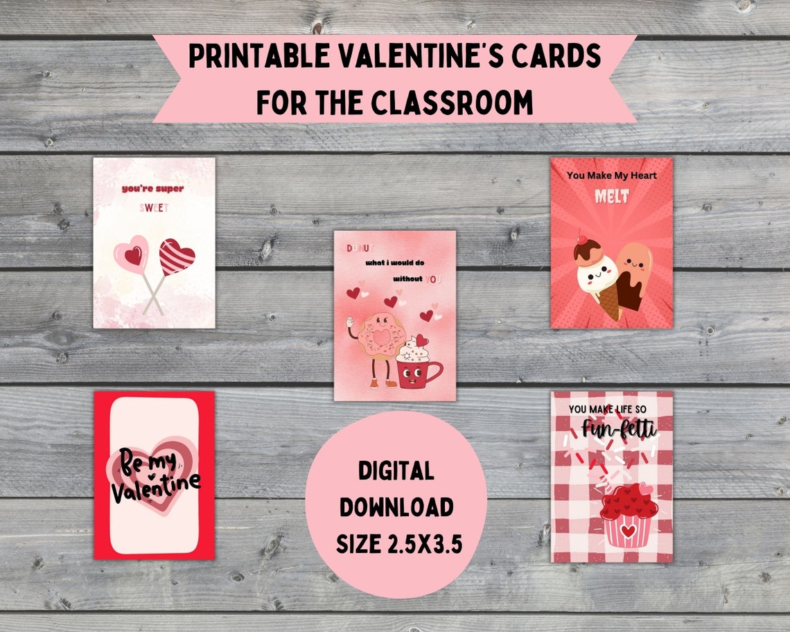 Printable Valentine's Day Cards, Classroom Valentine's Day Cards for ...