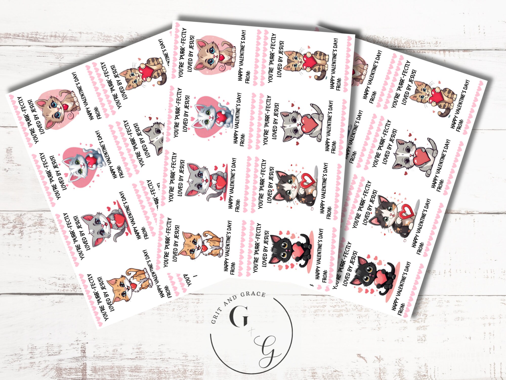 Christian Printable Valentine With Cats, Kids Valentine Cards, Cat ...