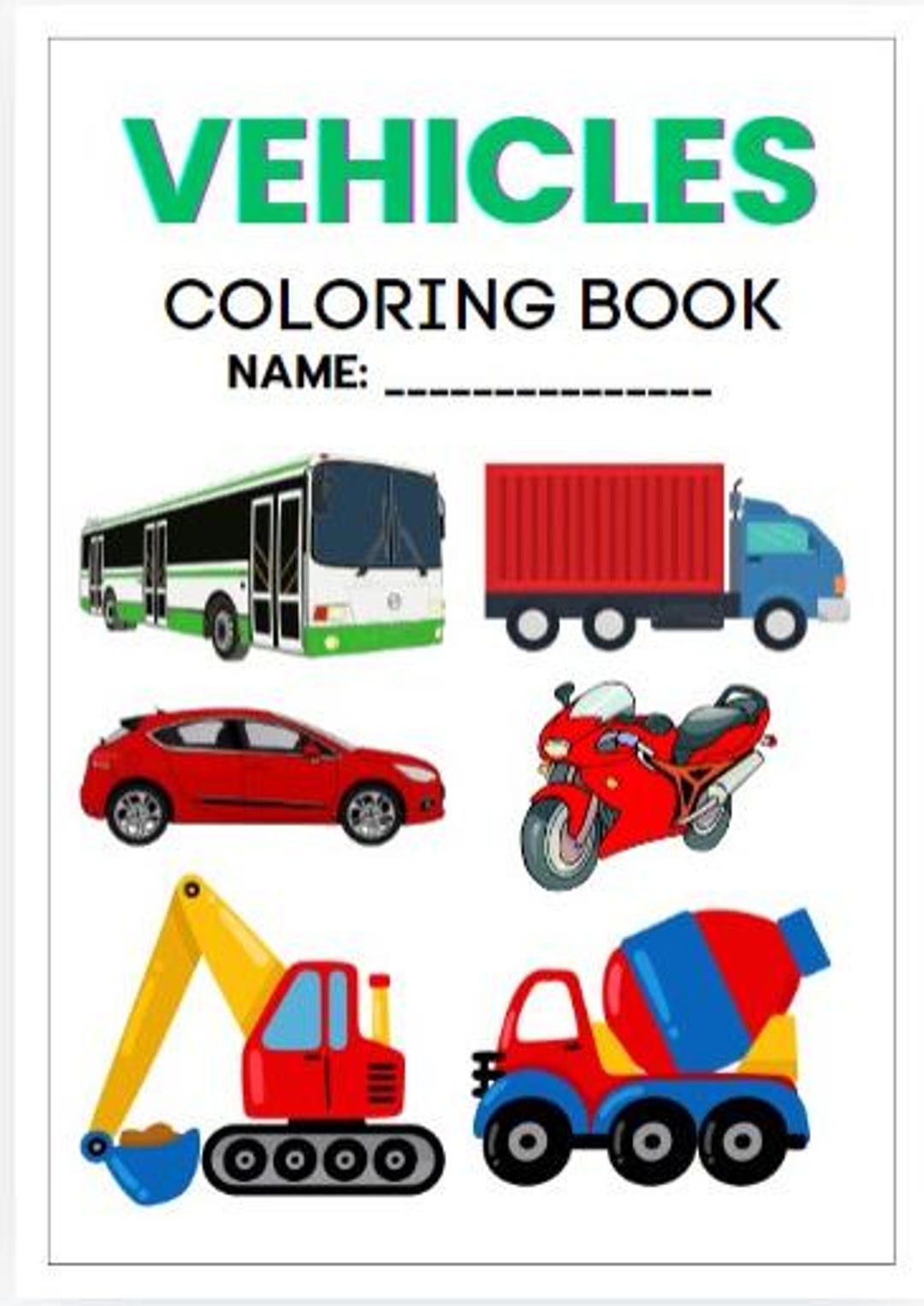 COLORING BOOK_VEHICLES - Etsy