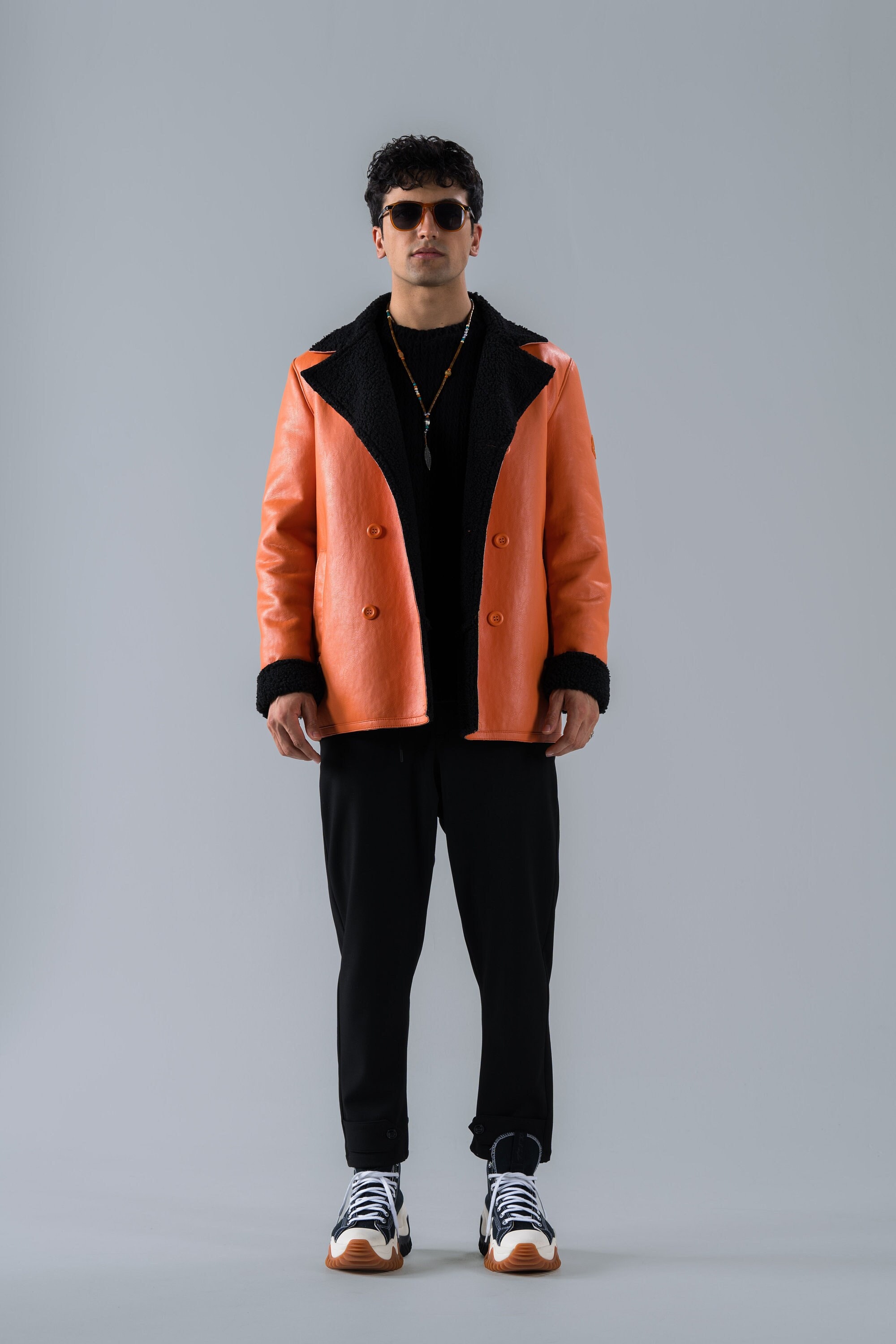 Men's Orange Leather Jacket, Men Winter Jacket, Men Orange, Men Clothes ...