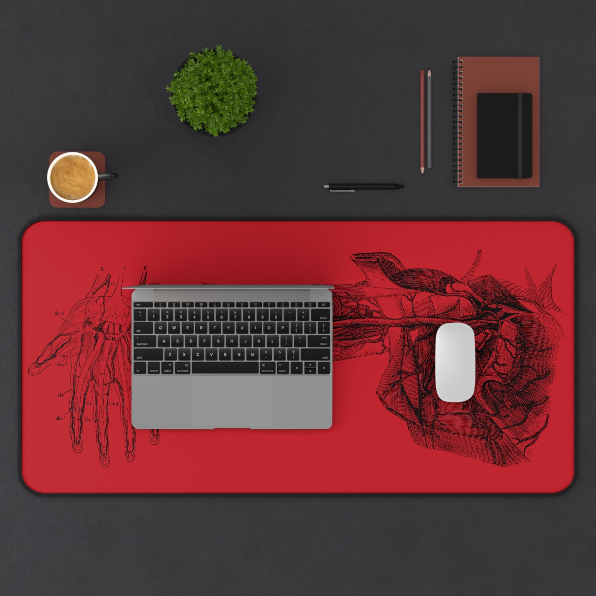 Anatomy Red Gaming Desk Mat, Long Desk Mats, Mousepad, Game Mats ...
