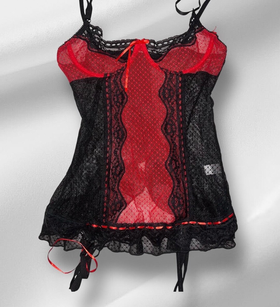 Vintage Underwire Lace Corset Top Black Red Size Large - Etsy