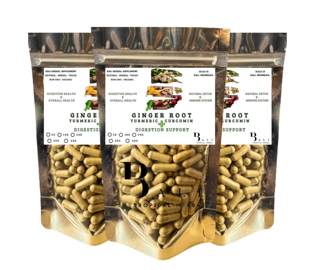 6-in-1 Ginger Root Supplement With Turmeric Curcumin, Peppermint Leaf ...