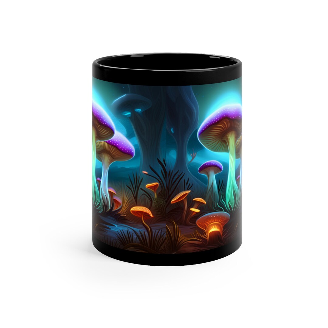 Bioluminescent Fungi Magic Purple and Blue Mushroom Mug Enchanting ...