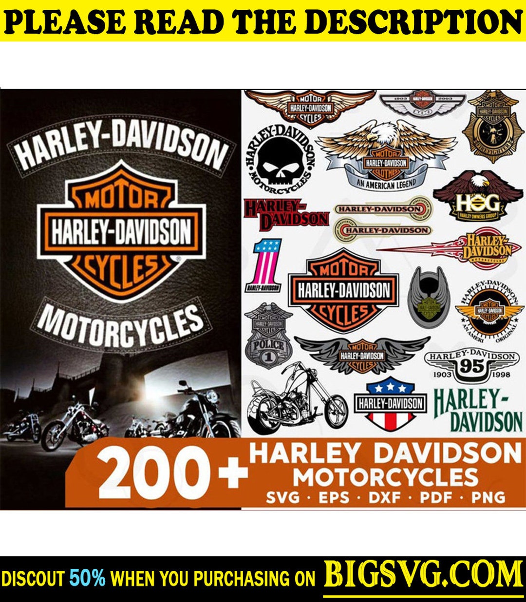 200 Harley Davidson Svg Bundle, Svg Bundles, Digital Vector File, Svg ...