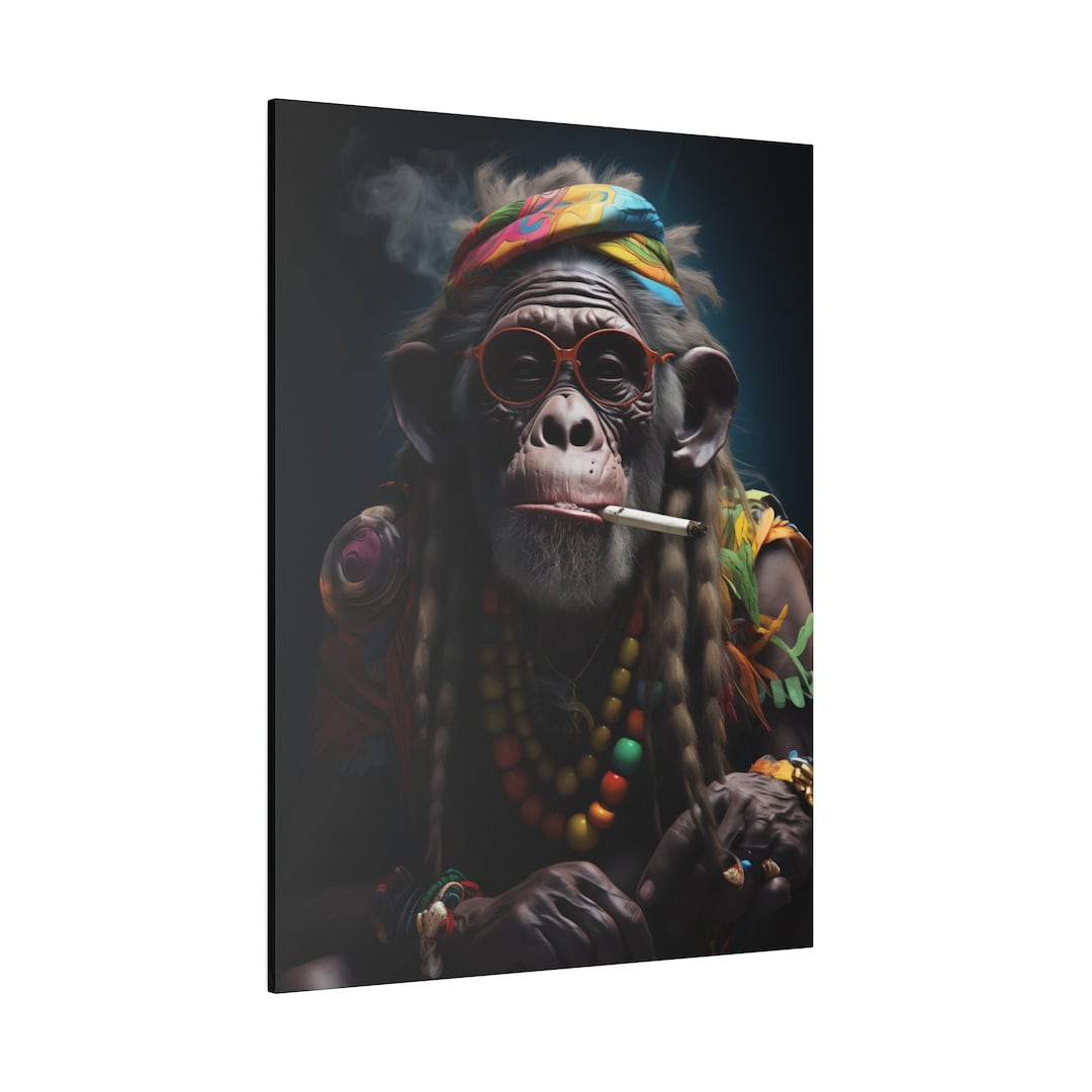 Hippie Monkey With Dreads Smoking Monkey Canvas Print Funny Monkey Art ...