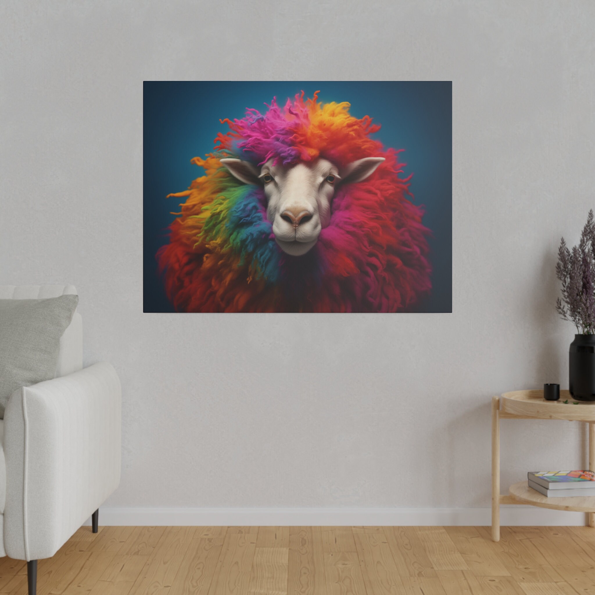 Colourful Afro Sheep Canvas Rainbow Animal Print Sheep Presents Farm ...
