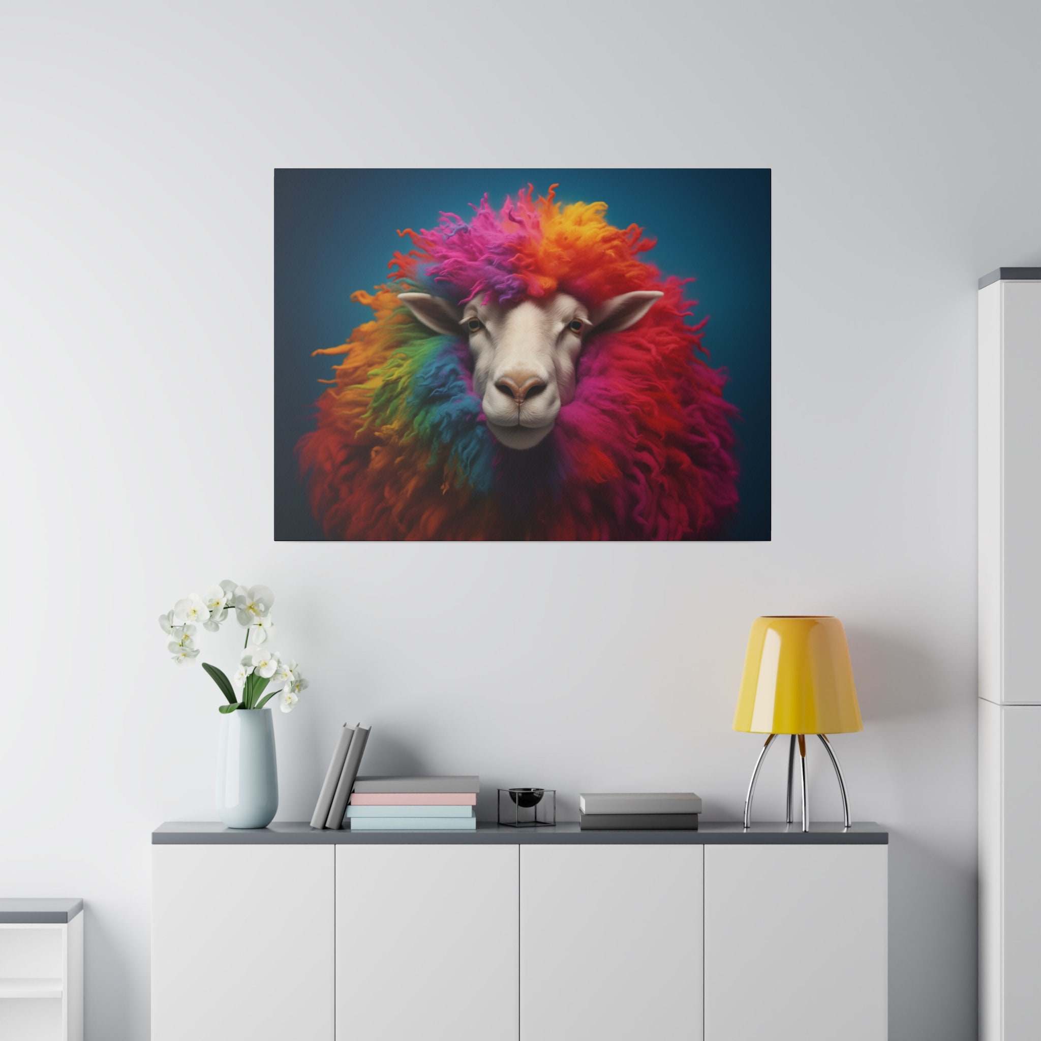Colourful Afro Sheep Canvas Rainbow Animal Print Sheep Presents Farm ...