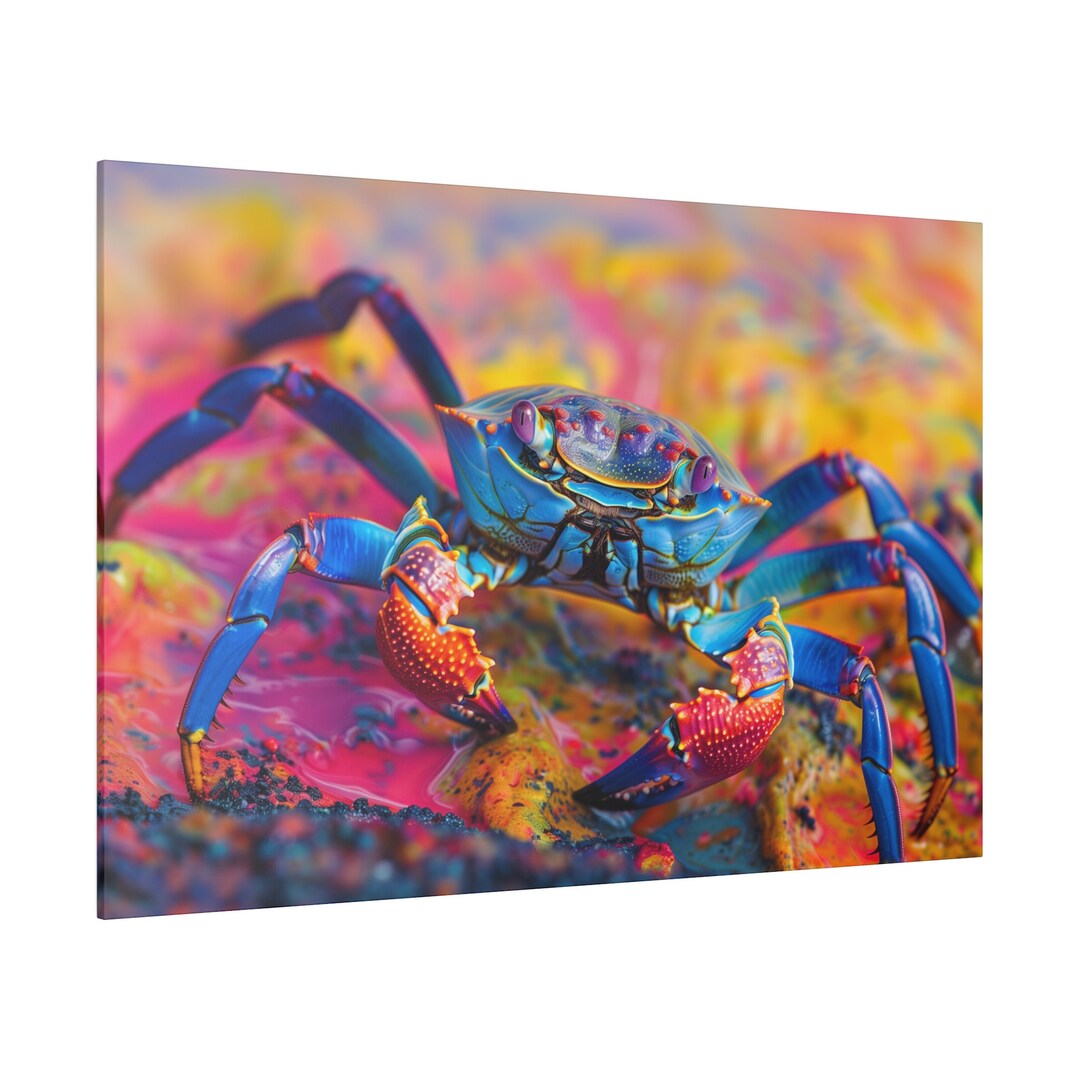 Abstract Rainbow Crab Canvas Crab Wall Art Sea Creatures Print Crab ...