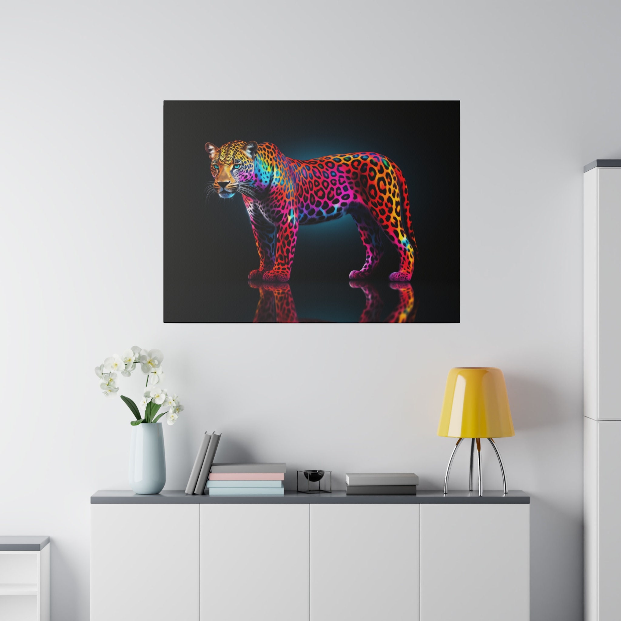 Colourful Rainbow Leopard Canvas Leopard Wall Art Colourful Animal Art ...
