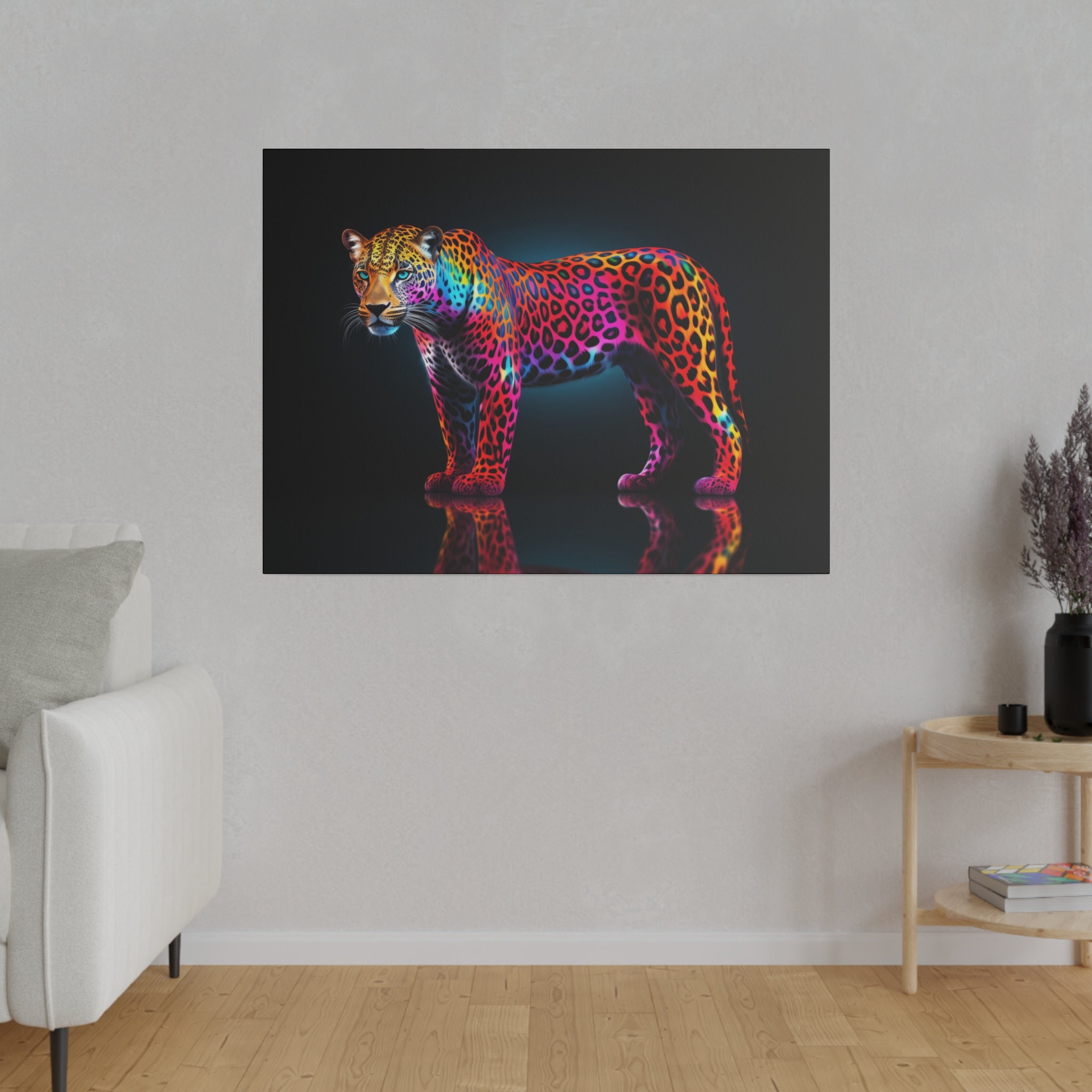 Colourful Rainbow Leopard Canvas Leopard Wall Art Colourful Animal Art ...