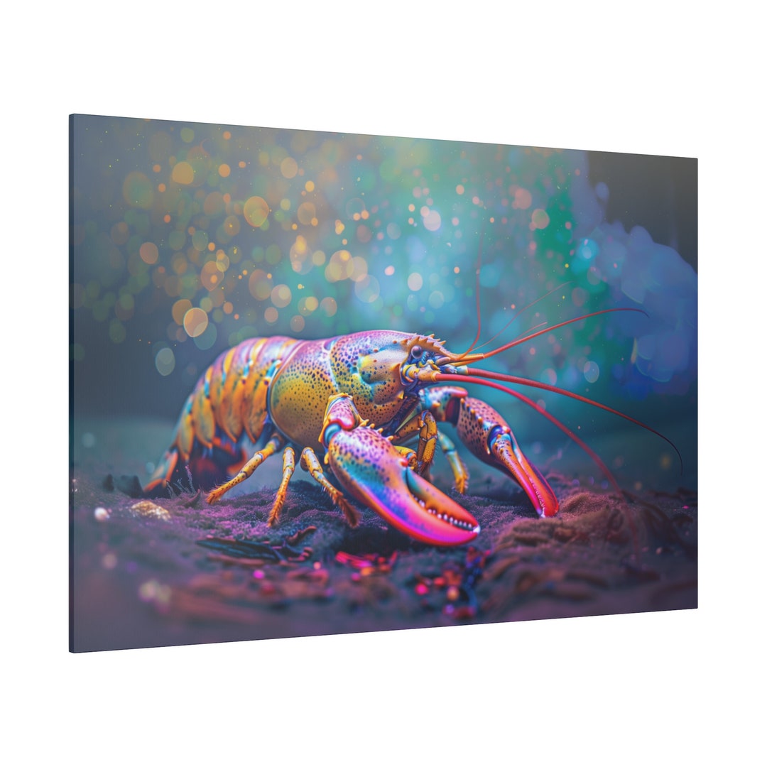 Colourful Lobster Canvas Art Lobster Wall Art Underwater Canvas Lobster Decor Sea Creatures ...
