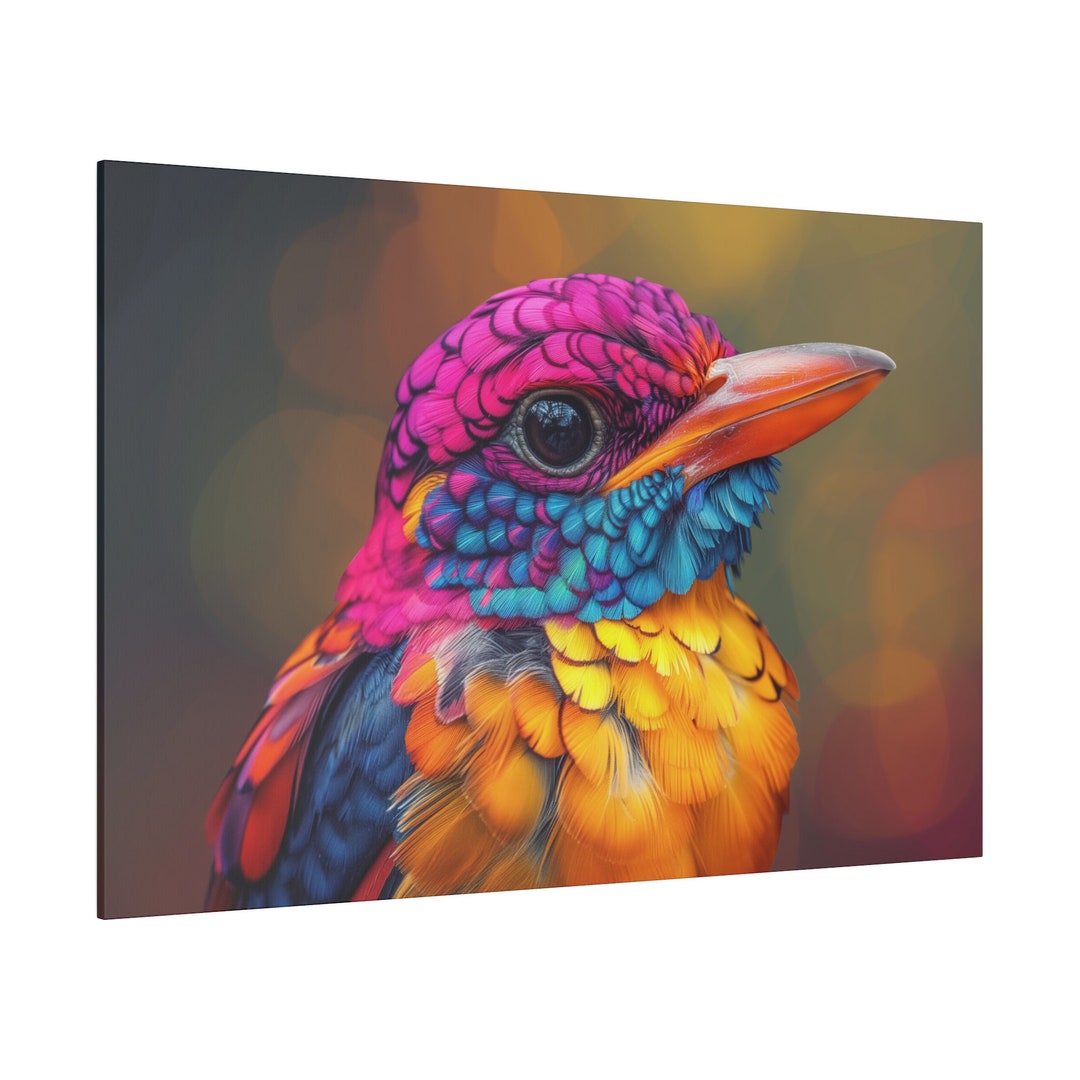 Colourful Bird Canvas Art Bird Wall Art Rainbow Bird Art Colorful ...