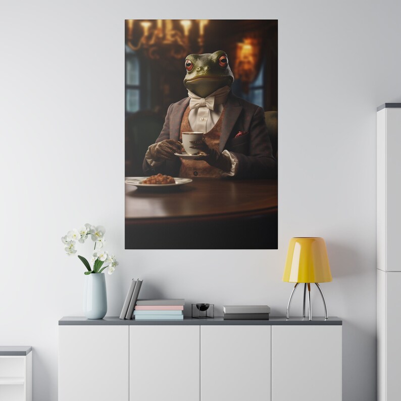 Frog Sipping on Tea in a Suit Frog Canvas Cuppa Tea Print Frog Wall Art ...