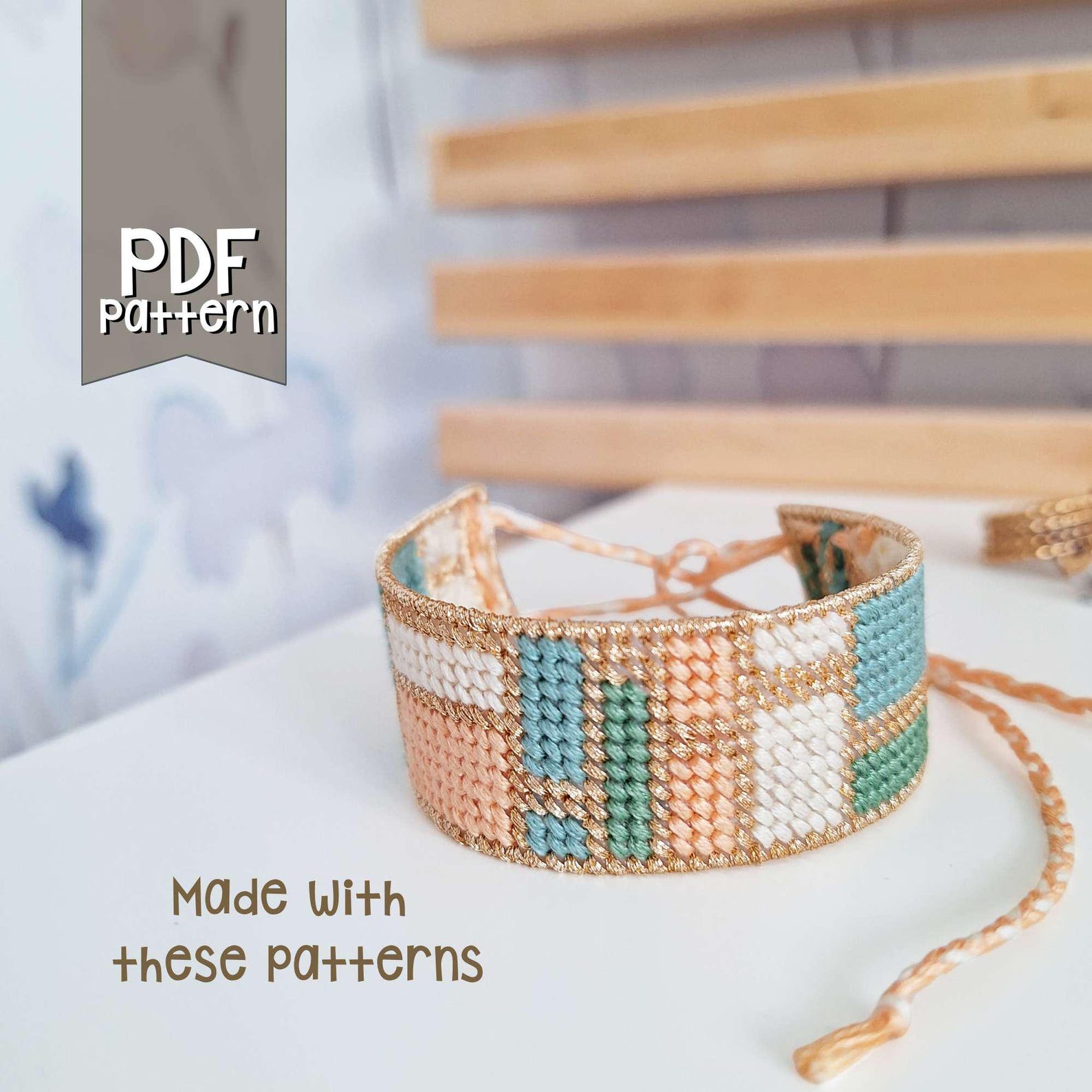 PDF Patterns | 5 Bracelets to Make With Plastic Canvas | DMC Colors and ...