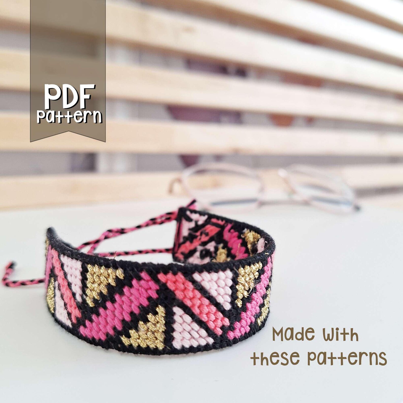 PDF Patterns | 5 Bracelets to Make With Plastic Canvas | DMC Colors and ...