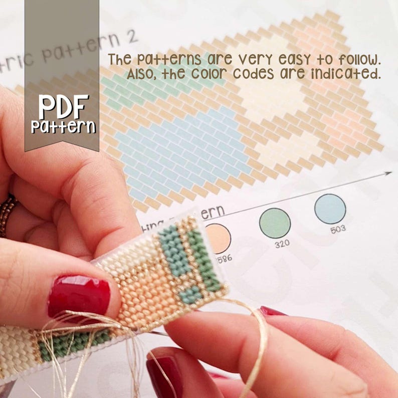 PDF Patterns | 5 Bracelets to Make With Plastic Canvas | DMC Colors and ...