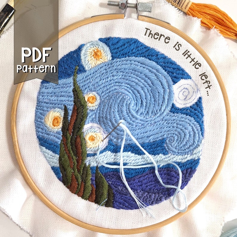 PDF PATTERN. Van Gogh Starry Night for Embroidery. Includes Pattern ...