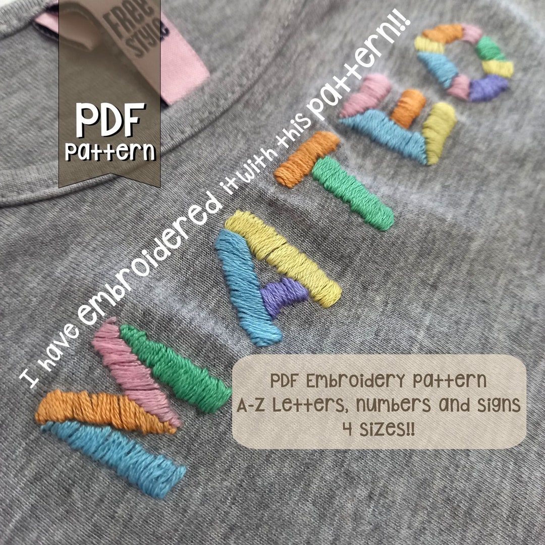 PDF Embroidery Pattern. STRIPED LETTERS. Letters, Numbers and Signs. 4 ...