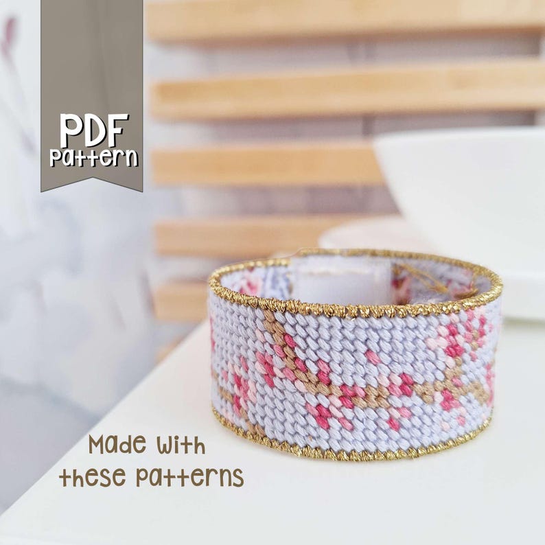 PDF Patterns | 5 Bracelets to Make With Plastic Canvas | DMC Colors and ...