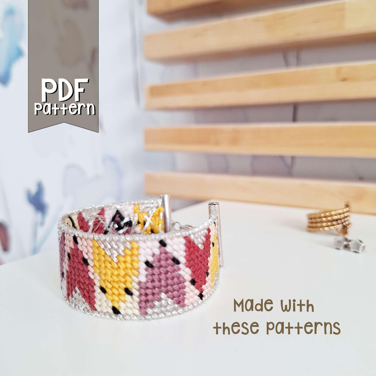 PDF Patterns | 5 Bracelets to Make With Plastic Canvas | DMC Colors and ...