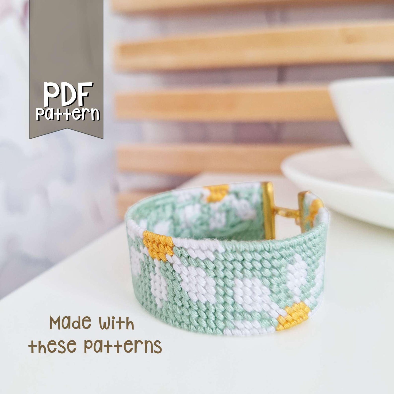 PDF Patterns | 5 Bracelets to Make With Plastic Canvas | DMC Colors and ...