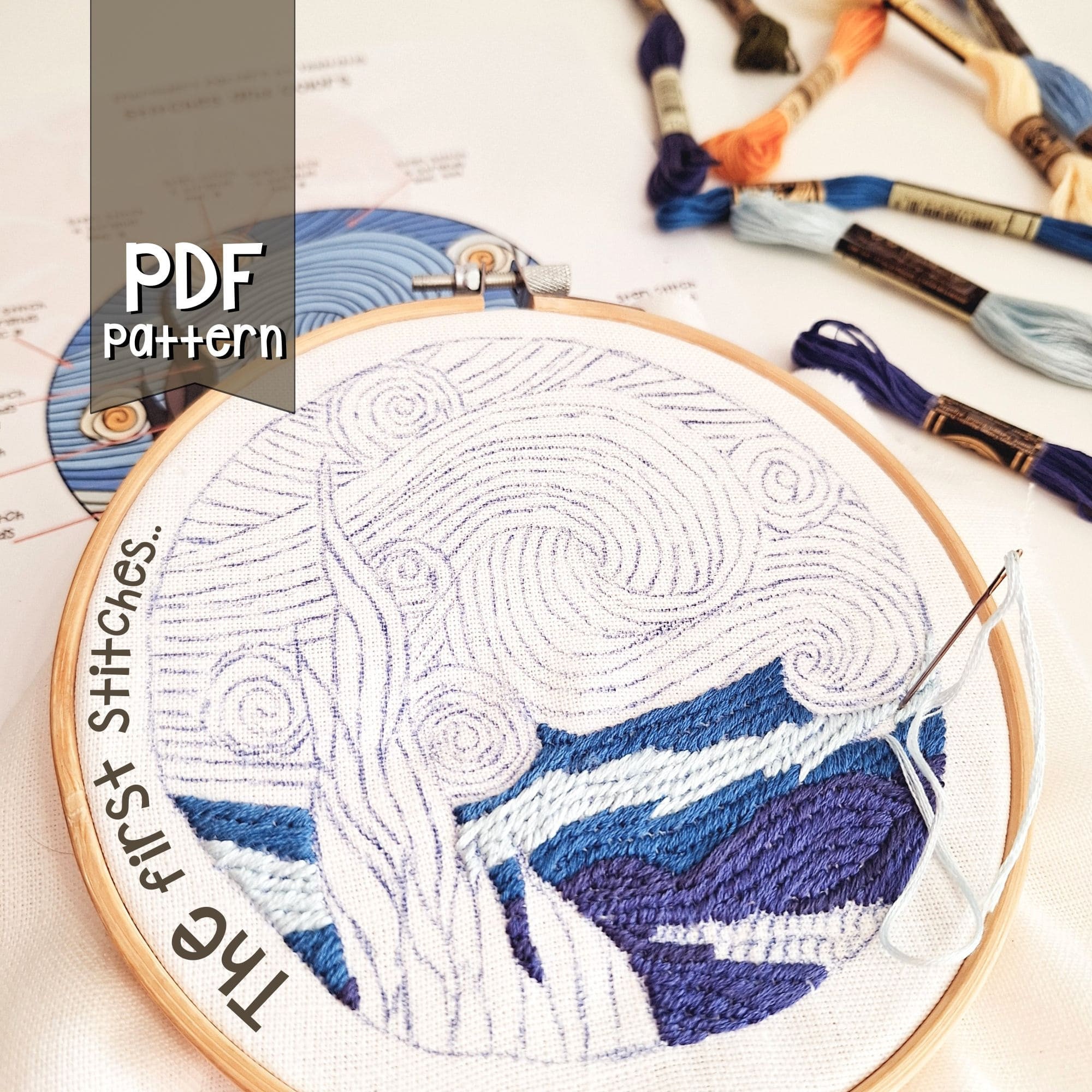 PDF PATTERN. Van Gogh Starry Night for Embroidery. Includes Pattern ...