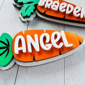 Easter Basket Carrot Name Tag / Personalized Wood Accessory for Spring ...