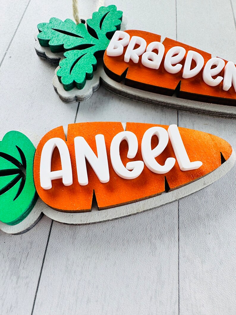 Easter Basket Carrot Name Tag / Personalized Wood Accessory for Spring ...
