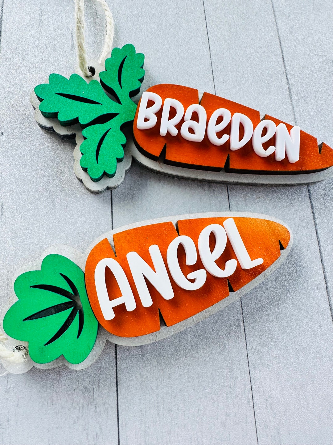 Easter Basket Carrot Name Tag / Personalized Wood Accessory for Spring ...