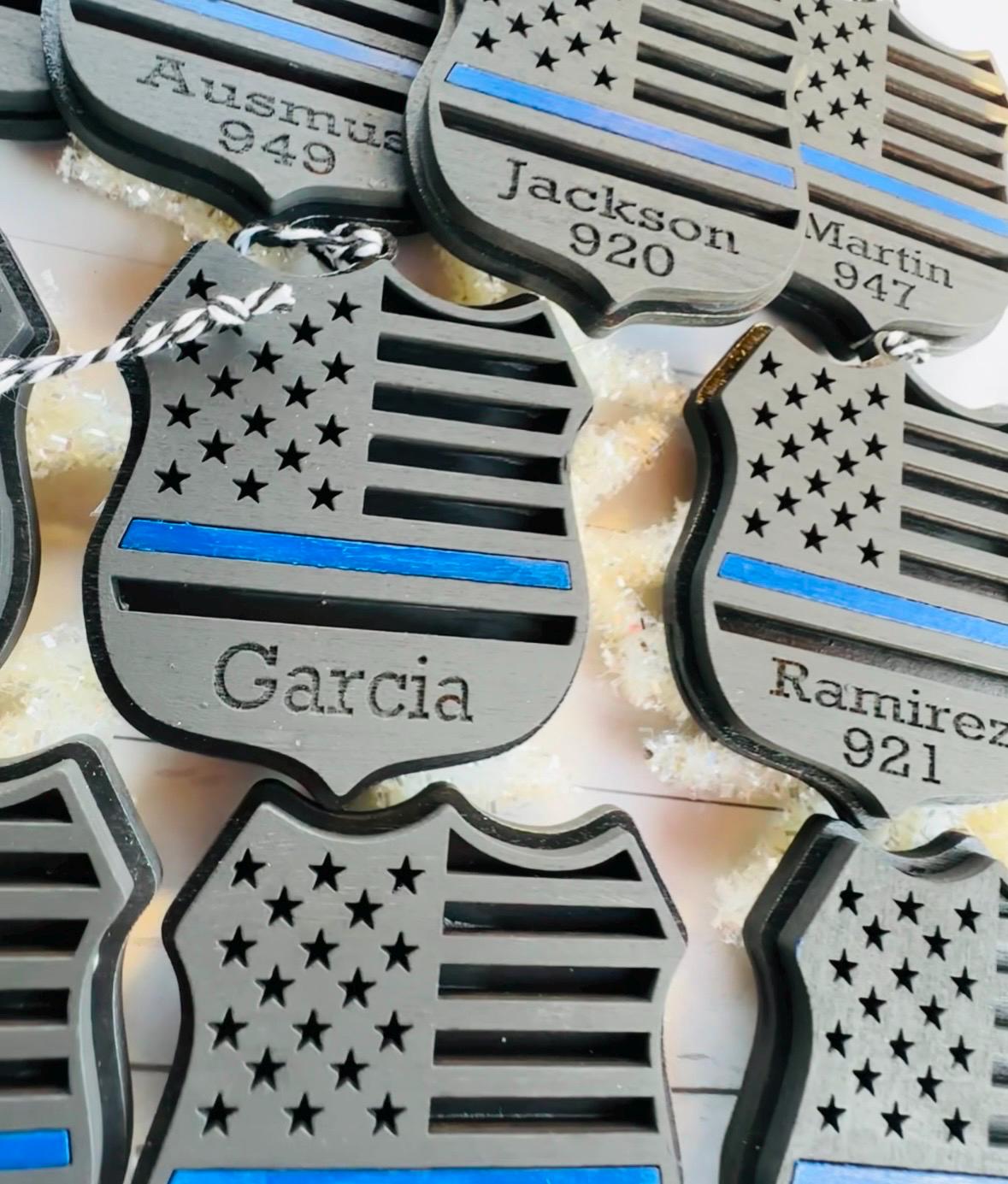 Personalized Law Enforcement Badge Ornament or Magnet | Custom Name and ...