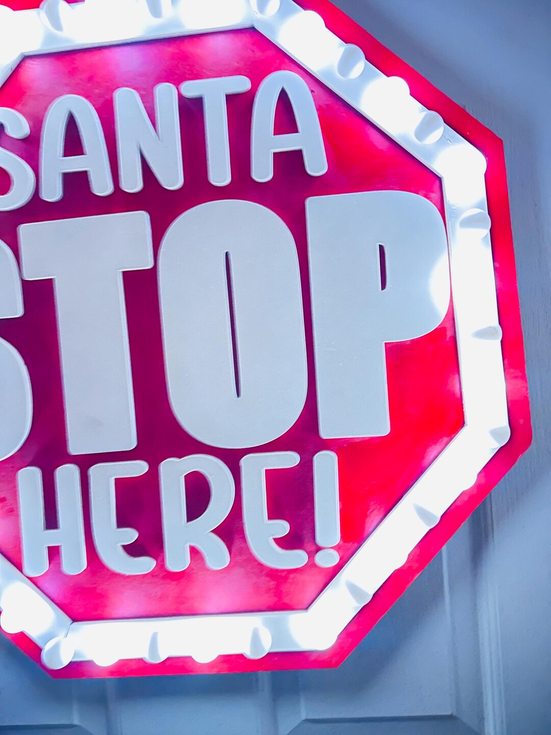Santa Stop Here Oversized Door Sign 24” | Light-up Marquee Christmas ...