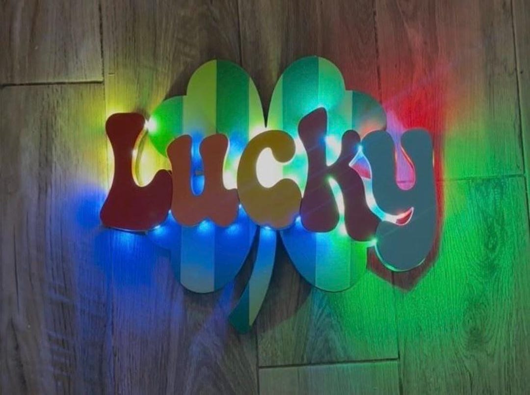 Lucky Rainbow LED Marquee Sign, St Patrick’s Day Neon Sign, St Pattys 4 ...