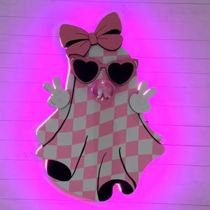 Pink LED Ghost Wreath Attachment or Shelf Decor | Bubblegum Ghost ...