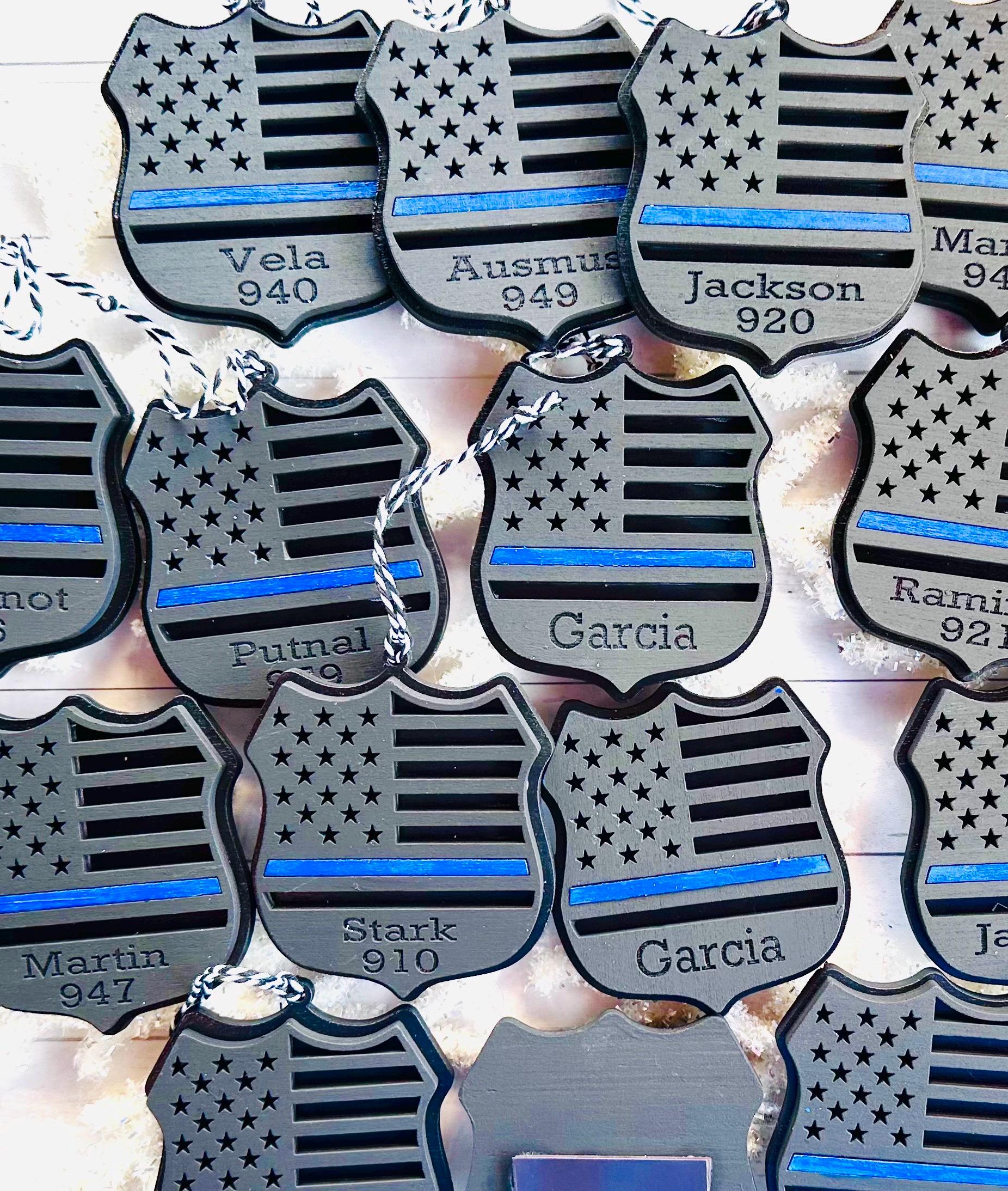 Personalized Law Enforcement Badge Ornament or Magnet | Custom Name and ...