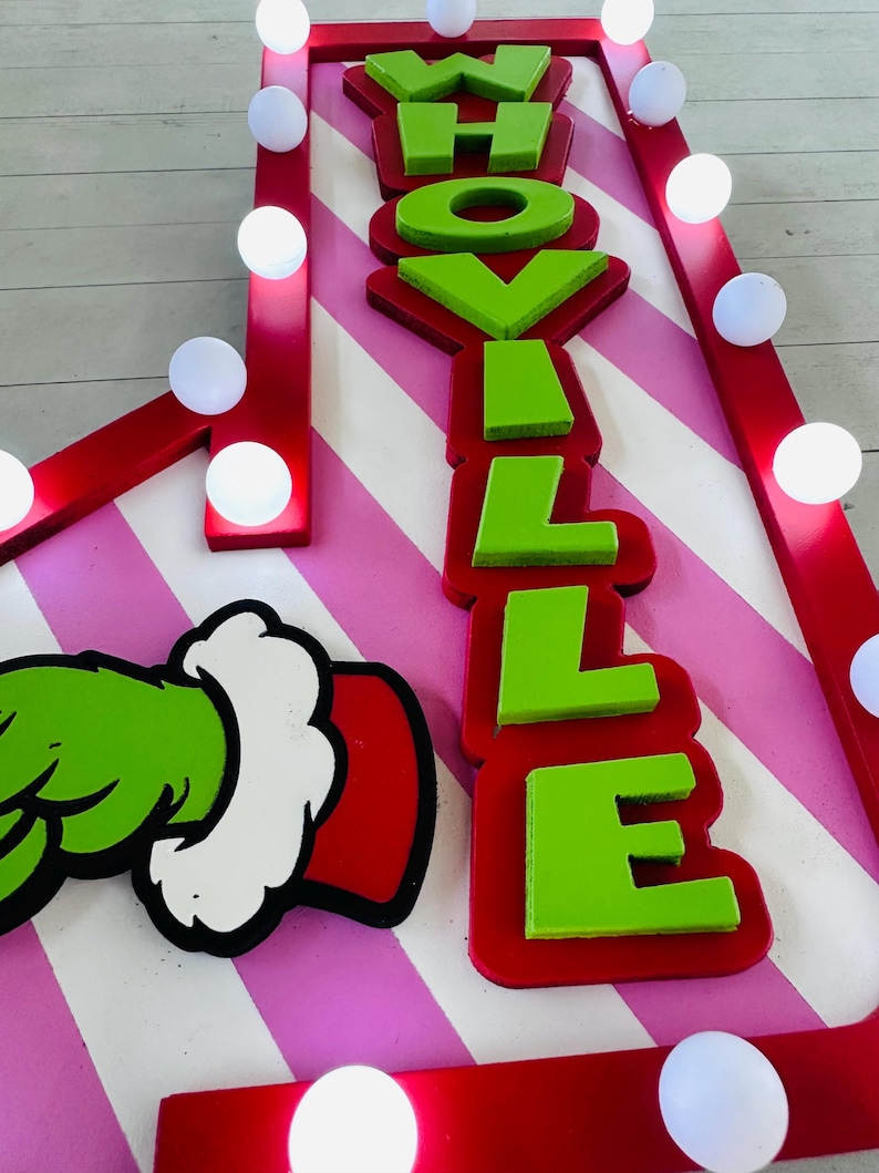 Whoville Marquee Sign | Grinch Hand Christmas Decor | Christmas Light ...