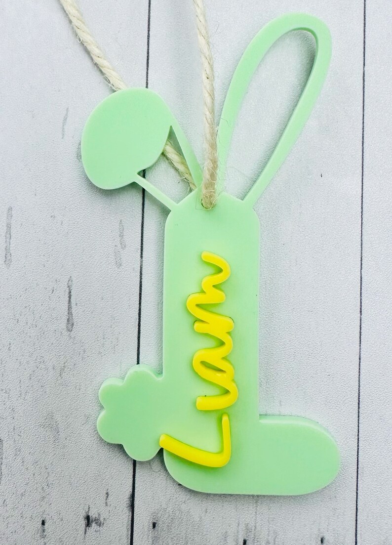 Easter Basket Bunny Name Tag / Personalized Wood Accessory for Spring ...