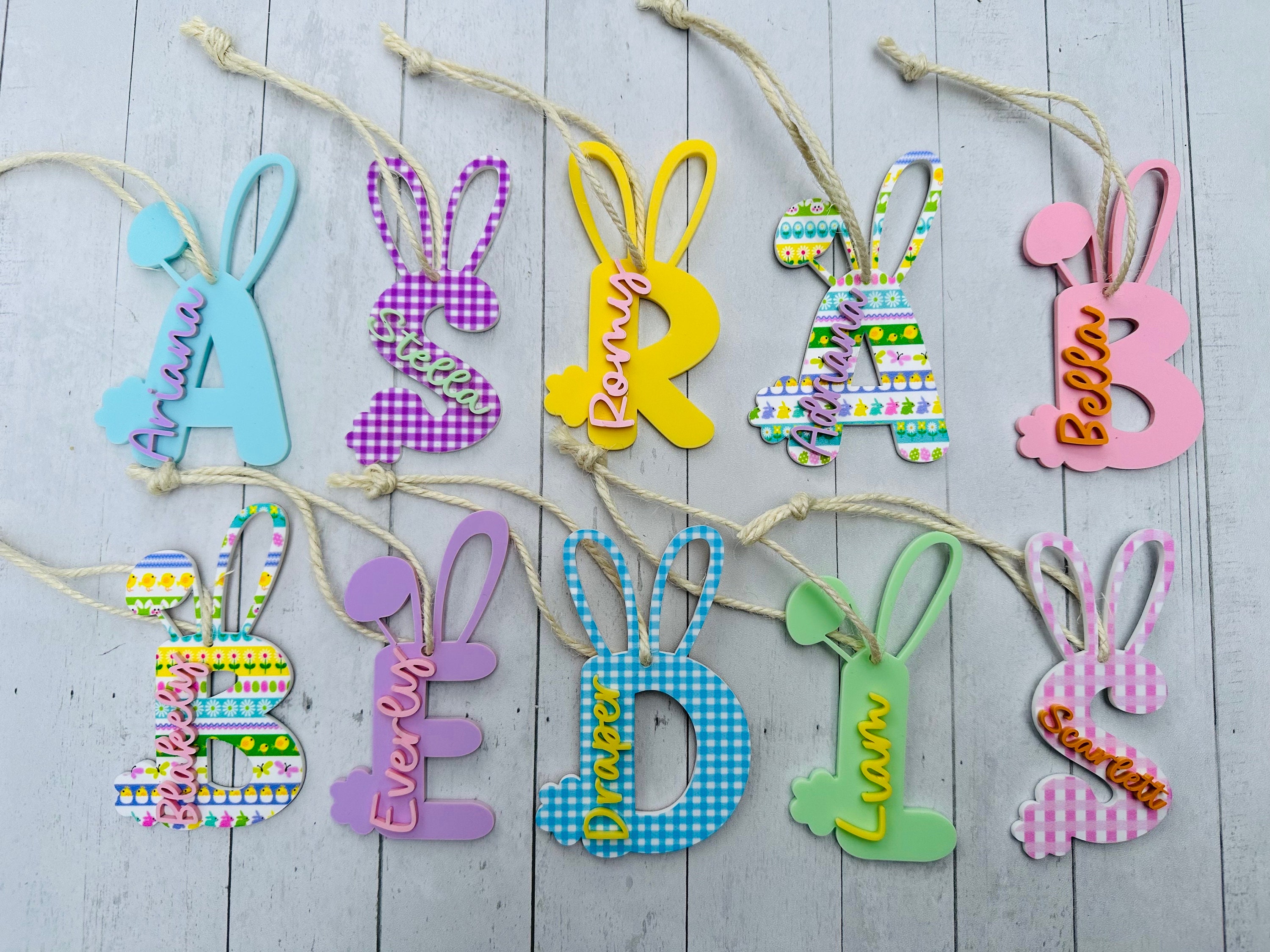 Easter Basket Bunny Name Tag / Personalized Wood Accessory for Spring ...